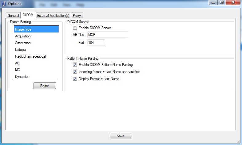 Steps for setting up and transferring DICOM data into MCP.